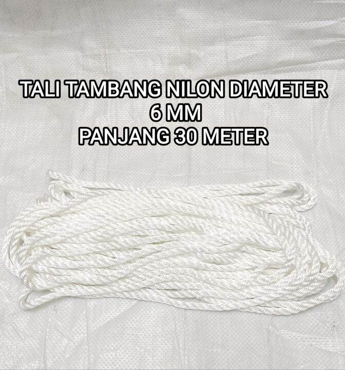Tali Tambang Nilon 6 MM Panjang 30 Meter Lentur dan kuat, serbaguna ...