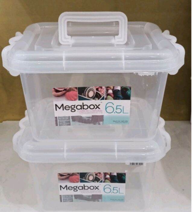 Megabox 6.5L Storage Box Stackable and Simple Plain Clear With Handle ...