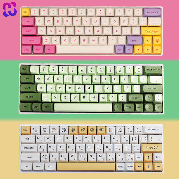124/135 Keys Keycaps Honey Milk Matcha Ice Cream Macaron Japanese Theme ...