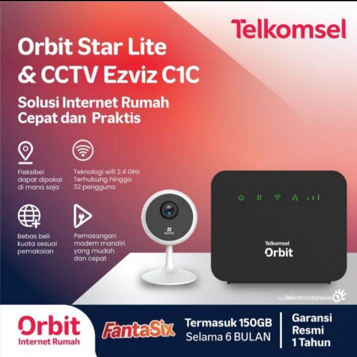 Bundling Telkomsel Orbit Star Lite (UNLOCK) & CCTV Ezviz C1C | Lazada Indonesia