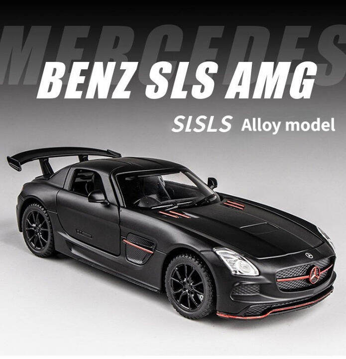 WJ】โมเดลรถเมอร์เซเดสเบนซ์1: 32 SLS AMG รถโลหะผสมหล่อขึ้นรูปดีดกลับสี่ประตูมีเสียงและไฟของขวัญ ...