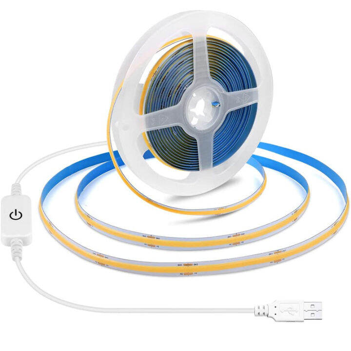 Angelila 5V COB LED Strip Light with Touch Dimmable Controller 300LEDs ...