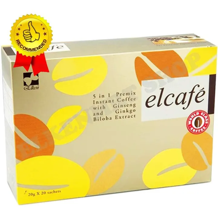 ELCAFE ''ELKEN'' 5 in 1 Premix Instant Coffee with Ginseng and Ginkgo Biloba Extract 20g X 20 ...