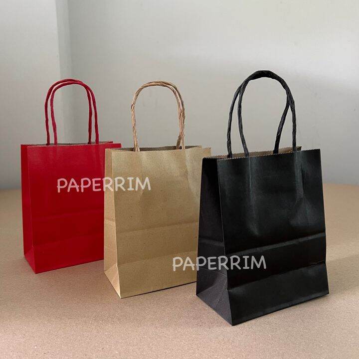 ถุงกระดาษสีดำ ถุงกระดาษสีแดง ขนาดเล็กมินิ 14x18x8 ซม. ถุงกระดาษมีหูหิ้ว ...
