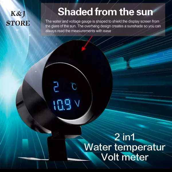 Water Temp Meter 12V-24V Water Temperature Mobil Universal Gauge Water ...