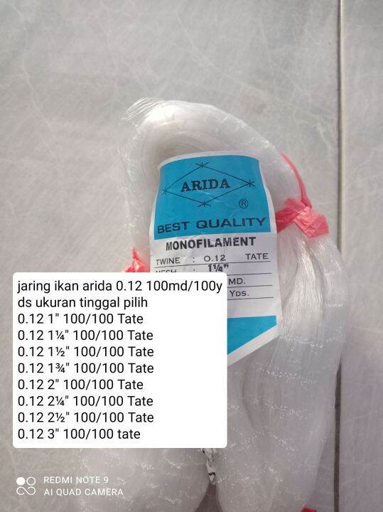 Jaring ikan arida 0.12 100md/100yds tate UKURAN TINGGAL PILIH pukat ikan jaring arida jaring ...