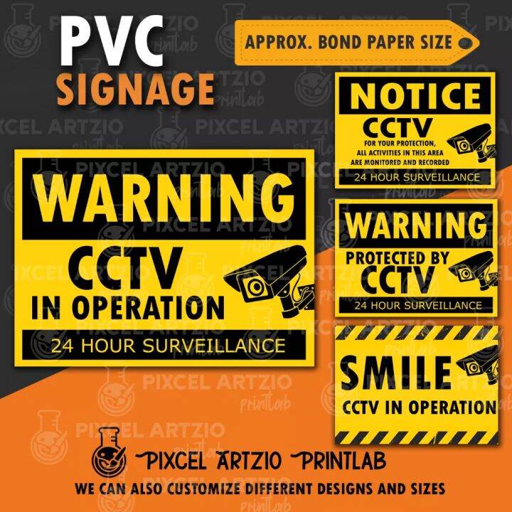 PVC SIGNAGE - CCTV SURVEILLANCE - APPROX. BOND PAPER SIZE | Lazada PH
