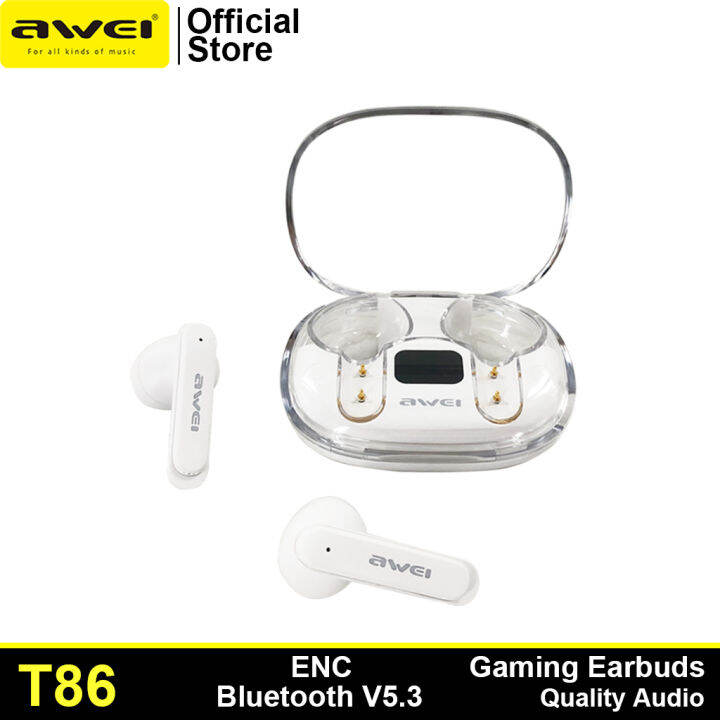 Awei T86 ENC Wireless Gaming Bluetooth 5.3 Earphone Long Battery Life ...