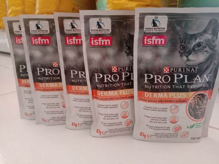 Pro plan sachet pouch Derma plus 85 gr wet food makanan basah kucing ...