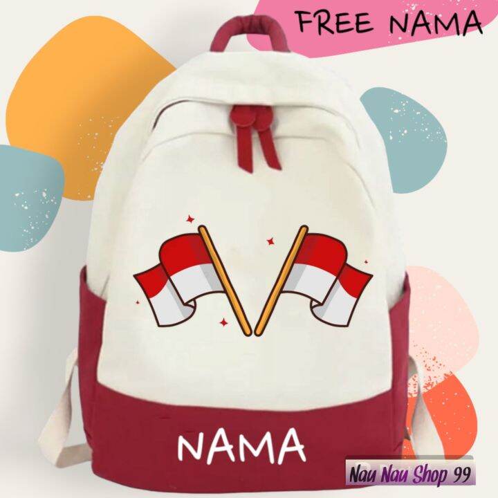(FREE NAMA) TAS RANSEL BENDERA MERAH PUTIH | Lazada Indonesia