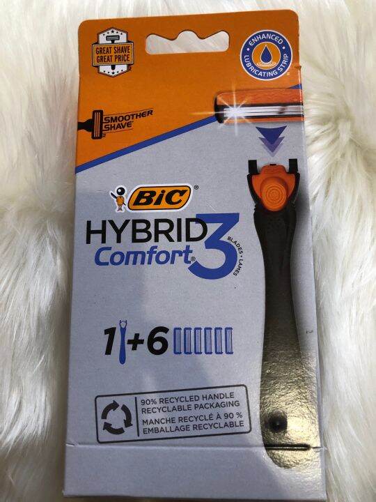 BIC Comfort 3 Hybrid Men's 3-Blade Disposable Razor, Handle and 6 ...