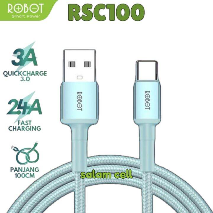 Kabel Data Type-C ROBOT RSC100 3A 100cm Original Garansi Resmi | Lazada ...