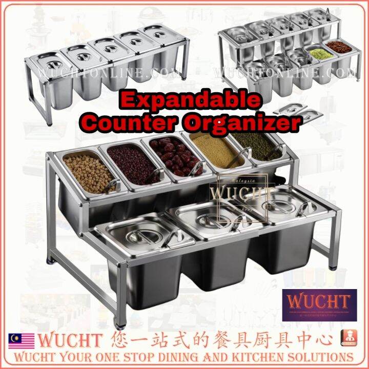 【WUCHT】EXPANDABLE 1/4 1/6 1/9 GN PAN HOLDER Kitchen Rack Expandable GN ...