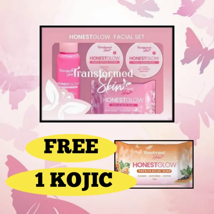 TRANSFORMED HONEST GLOW FACIAL SET TONER,REJUVINATING,SUNSCREEN 1 SET ...