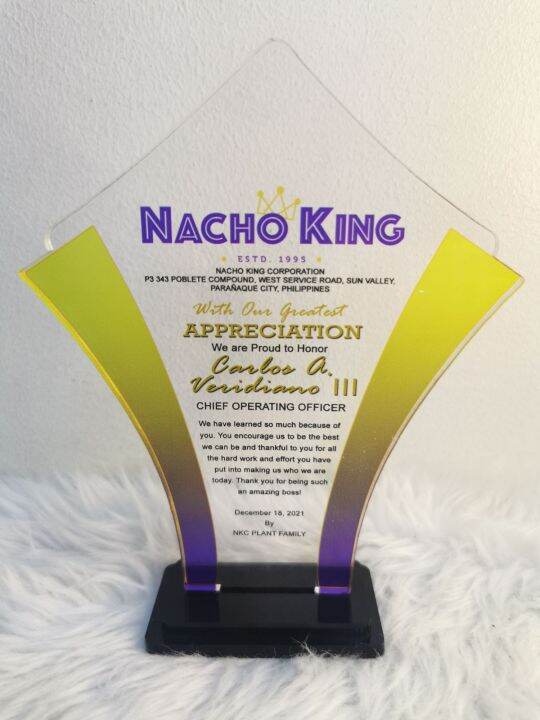 6MM ACRYLIC CUSTOMIZED PLAQUE/TROPHY AWARDS | Lazada PH