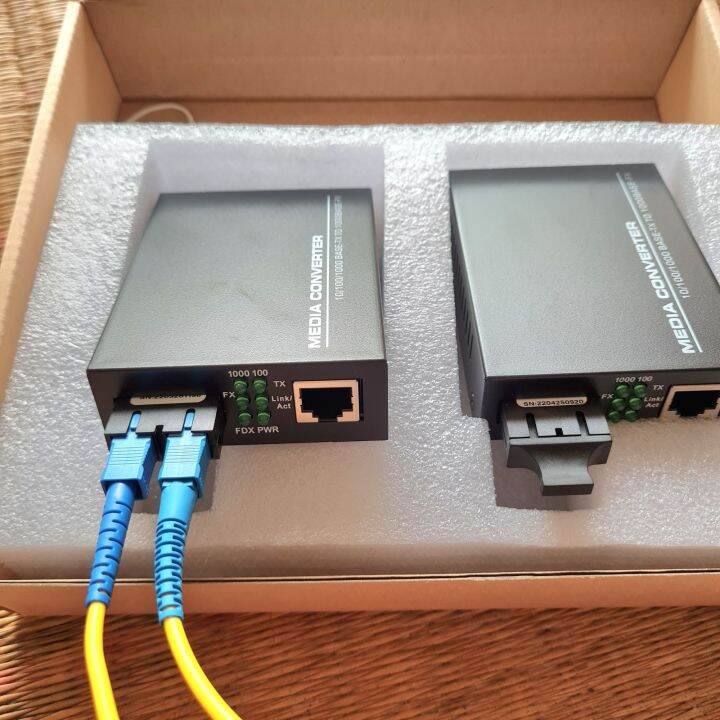 Gigabit Ethernet (สองหัว SC) Dual Fiber Media Converter 20 Km with a ...