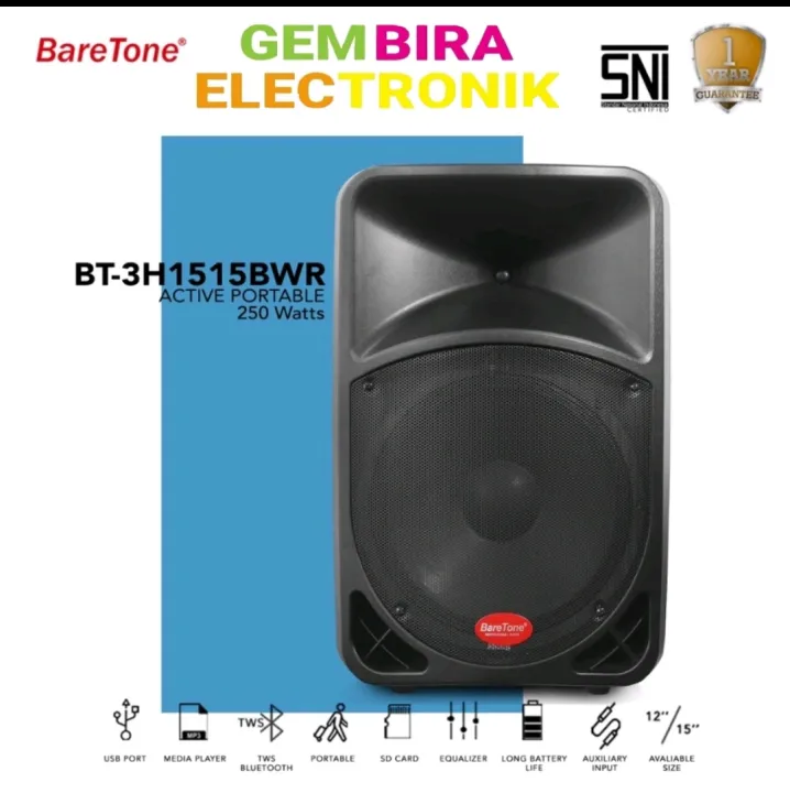 Speaker Aktif Baretone 15 inch 15 BWR Meeting Wireless Bluetooth BT-3H1515BWR Original | Lazada ...