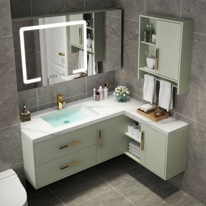 Corner Customized Bathroom Cabinet Combination Solid Wood Wash Basin ...