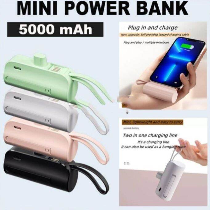 【COD】Powerbank Mini 5000MAh Powerbank Portabel Lightning/Tipe C Pengisian Cepat Power Bank ...