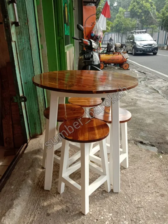 1set meja kursi makan meja cafe meja kayu jati belanda | Lazada Indonesia