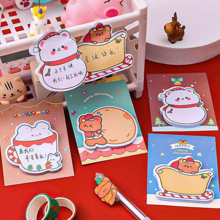 30Sheets Kawaii Christmas Bear Post-It Notes Student Memo No Stickiness ...