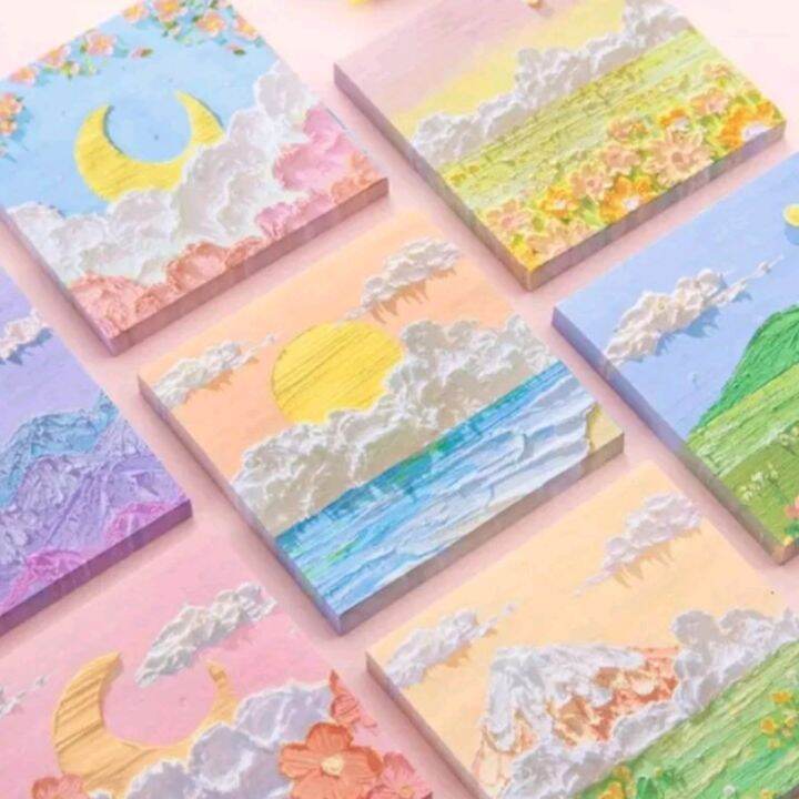 Sticky notes pemandangan estetik | notes tempel motif pemandangan ...