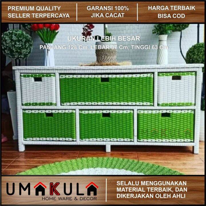 LEMARI RAK ROTAN SINTETIS 6 KOTAK LACI JASMINE VARIASI WARNA Murah ...