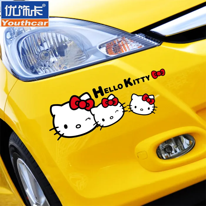 Car Kitty Hello Kitty Cute Cartoon Fun Personality Bumper Cover Scratch ...