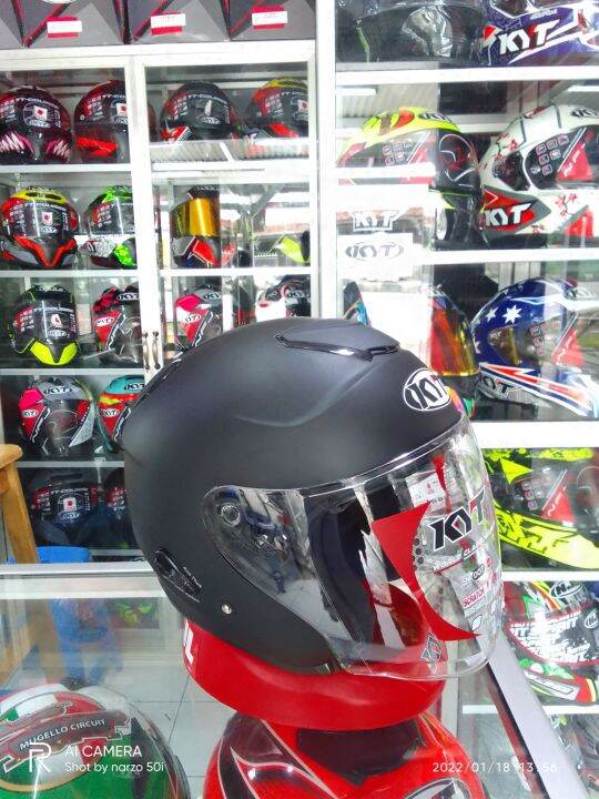 Helm Half Face KYT KYOTO R SOLID BLACK DOFT | Lazada Indonesia