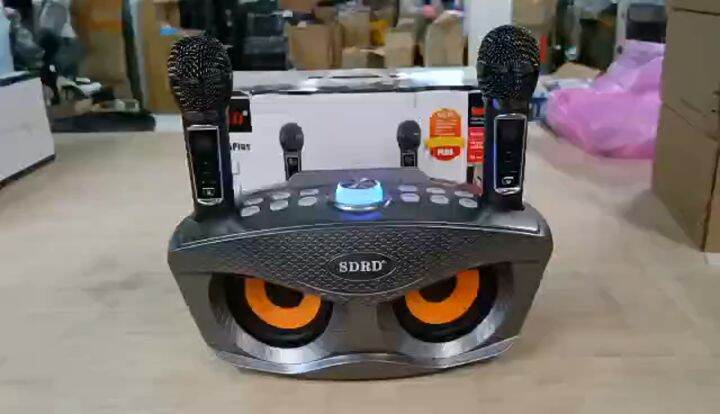 SDRD SD-306 Wireless Bluetooth Dual Microphone Karaoke Portable 3D Stereo Speaker | Lazada PH