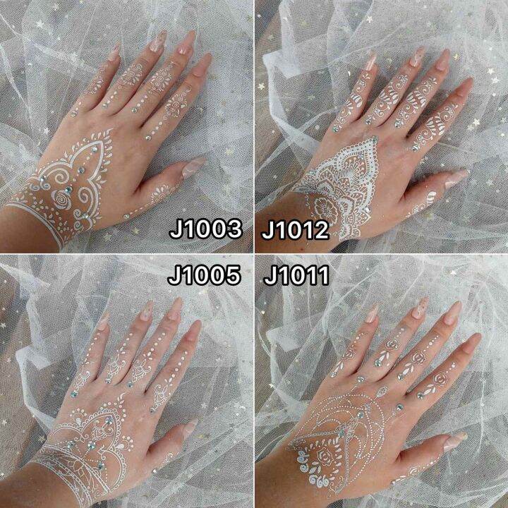 【Lazada Termurah】Henna Instant White Dark Red Sticker Pengantin Inai ...