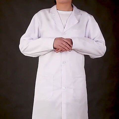 [Fast delivery]Unisex Long sleeve White coat lab coat laboratory ...