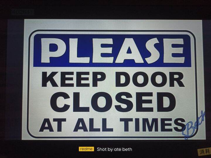 Please Keep DOOR CLOSED at all times BLUE PVC Singnage 7.8X11 inches ...