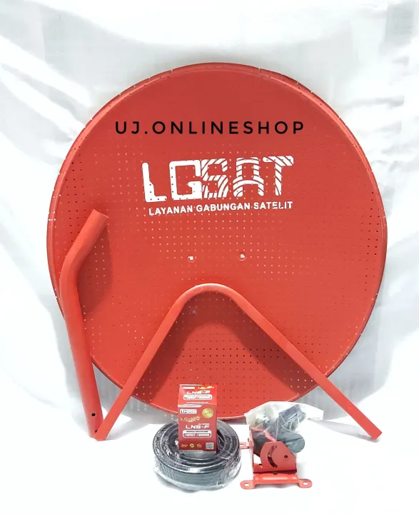 parabola mini 60cm lgsat merah lubang - paket lengkap lnb kabel ...