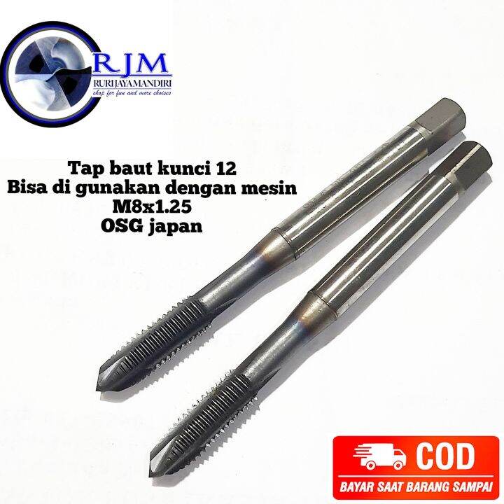 tap mesin tap manual hand tap baut kunci 12 m8x1.25 OSG japan bukan ...