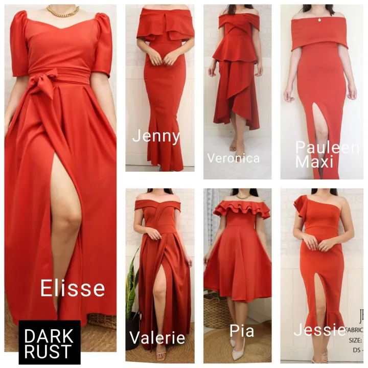 DARK RUST FORMAL ENTOURAGE BRIDESMAID DRESSES | Lazada PH