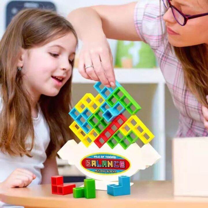 mainan asah otak tetra building blocks tower tetris susun bentuk board ...