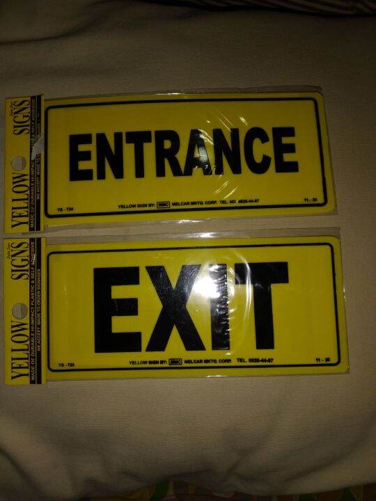 YELLOW SIGNAGE ENTRANCE AND EXIT 2PCS | Lazada PH