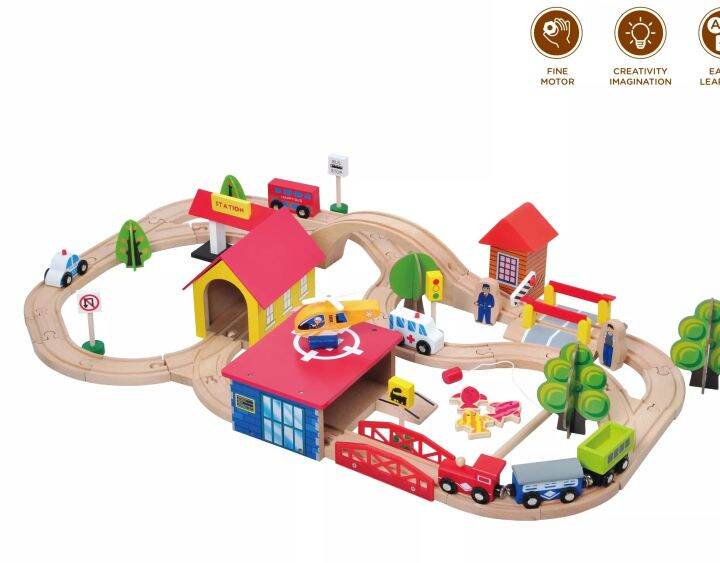 EducratePH Wooden Train Train set with Tracks / Railway tracks ...