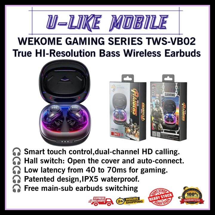 WK WEKOME GAMING SERIES TWS-VB02 True HI-Resolution Bass Wireless ...