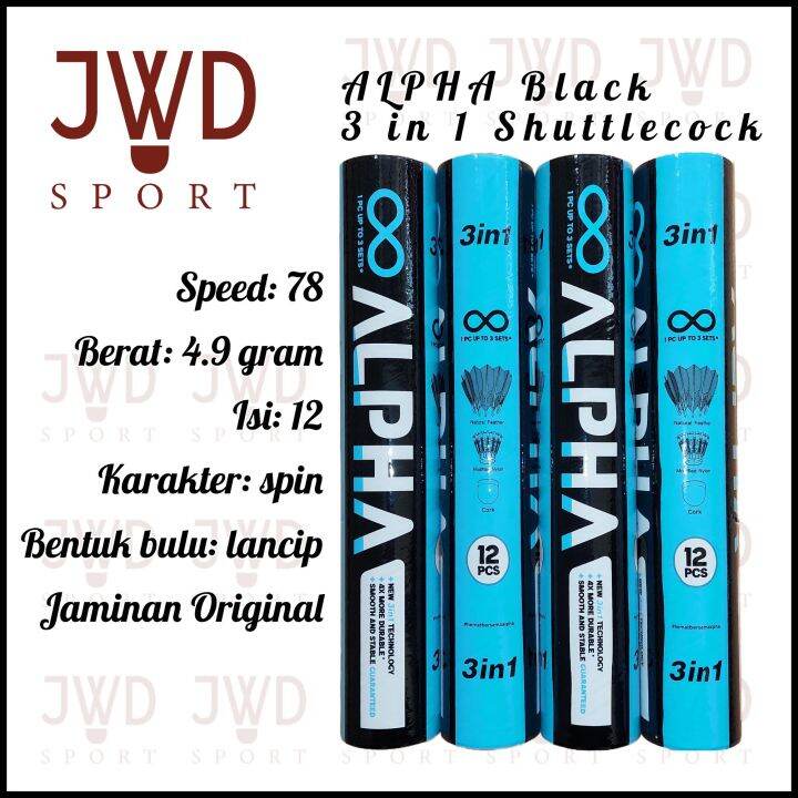 Shuttlecock Alpha 3 in 1 Original Isi 12 Per Slop Kok Badminton ...