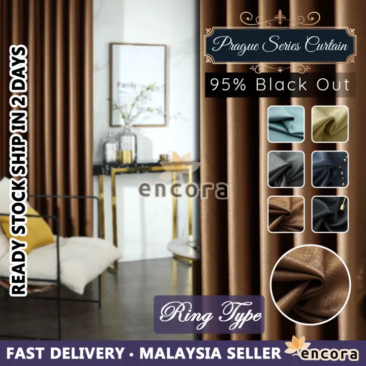 [1PC | Ring Type] Encora Blackout 95% Prague Design Curtain Insulating ...