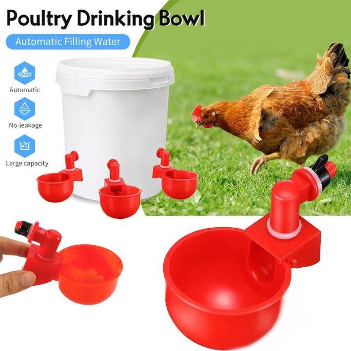 2/4/6Pcs Chicken Water Cups Poultry Drinker Kit Water Bowl Automatic Chicken Water Feeder ...