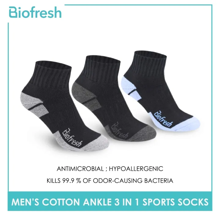 Biofresh Men's Cotton Ankle Thick Sports Socks 3 pairs in a pack ...