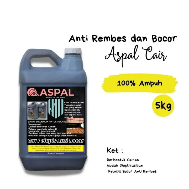 Aspal Cair Cat Anti Bocor 5 Kg Pelapis Rembes Dak Beton Talang Cor Atap ...