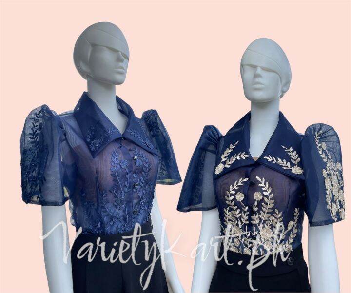 Sports Collar Modern Filipiniana Lui Design Navy Blue | Lazada PH