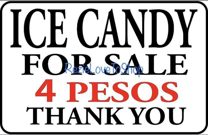 ICE CANDY FOR SALE HARD PVC Signage 7.8x11 inches | Lazada PH