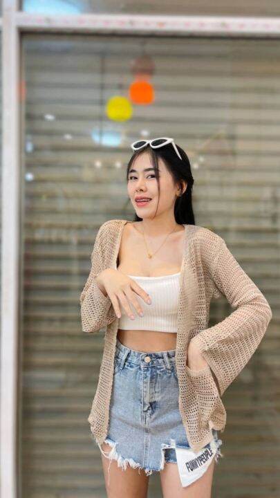 🌈 MesubShop 🌈เสื้อคลุม ผ้าไหมพรม ใส่คลุมกันแดดกันลมก็น่ารัก แมตช์ชิ่งกับสายเดี่ยวก้แบ๊วสุด ตัว ...