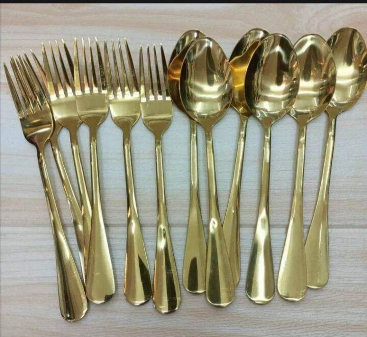 Elegant Gold Spoon and Fork Set High Quality | Lazada PH
