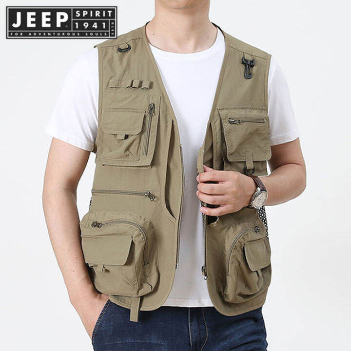 JEEP SPIRIT 1941 ESTD Áo Khoác Ba Lỗ Nam Đa Năng Nhiều Túi Lưới Chiến ...